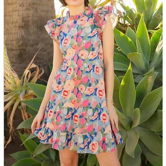 Joy Joy | Dresses | New Joy Joy Ruffles Tired Dress In Rose Print ...